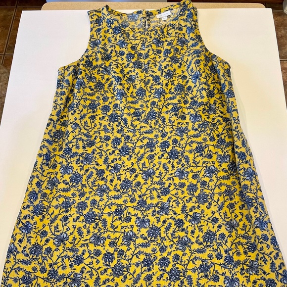 J. Jill | Dresses | J Jill Linen Dress Knee Length Yellow And Blue ...